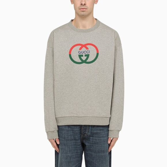 Gucci | Sweaters | Gucci Grey Cotton Crewneck Sweatshirt With Logo ...